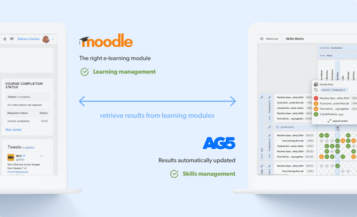 Moodle + AG5 | E-learning meets skills management