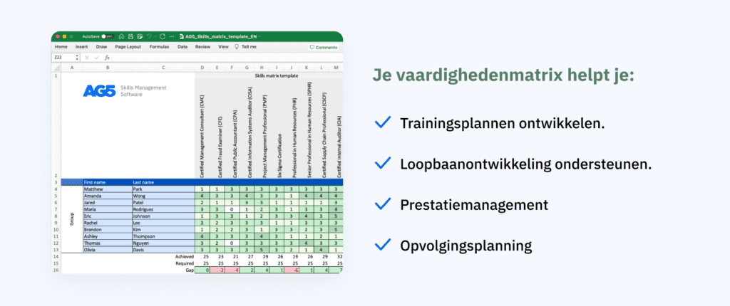 De ultieme gids voor het maken van een Excel-vaardighedenmatrix