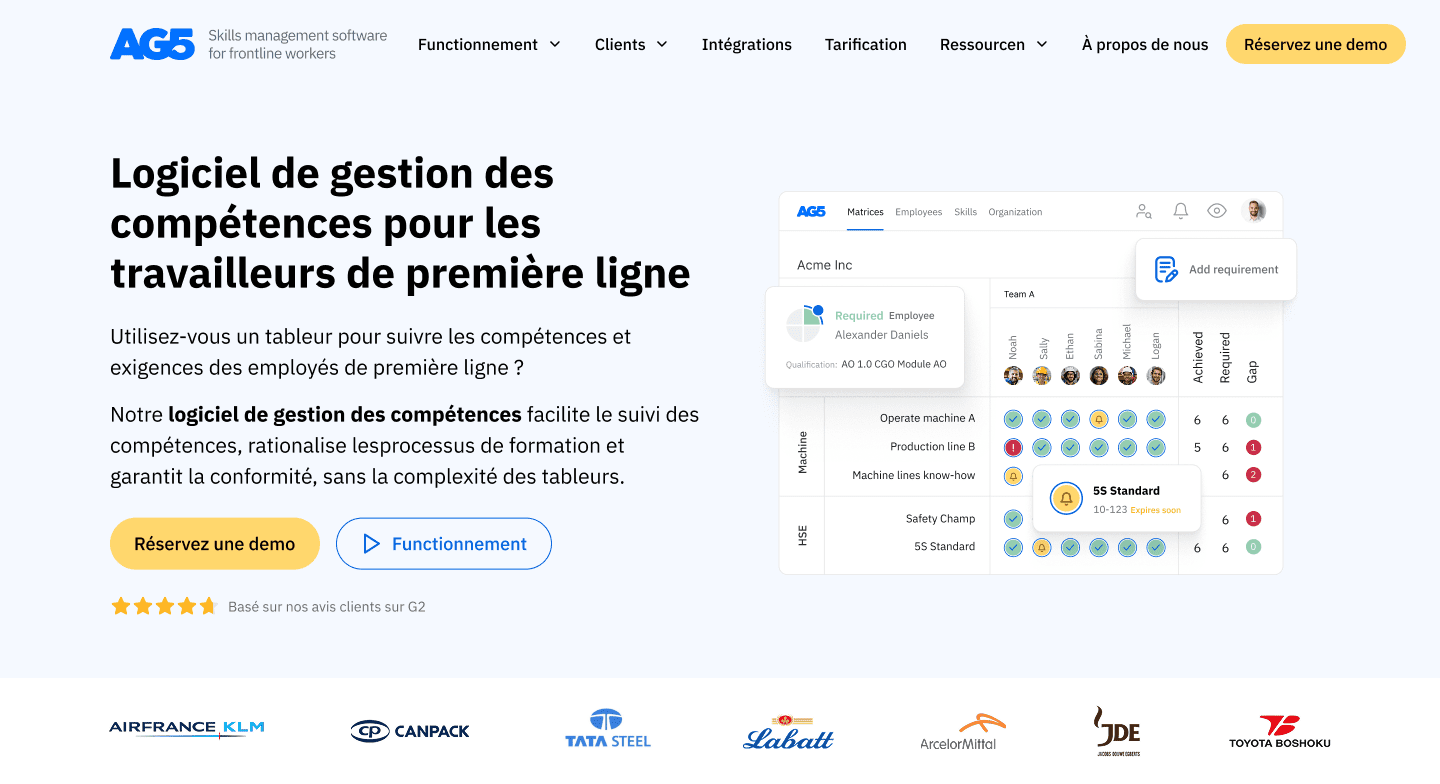 AG5 | Le seul logiciel de gestion des compétences prêt à l'emploi